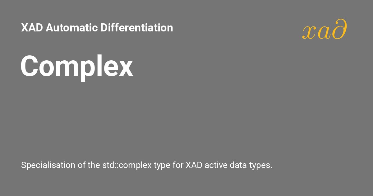 Complex - XAD Automatic Differentiation